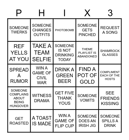 PHI PHI PHI Bingo Card