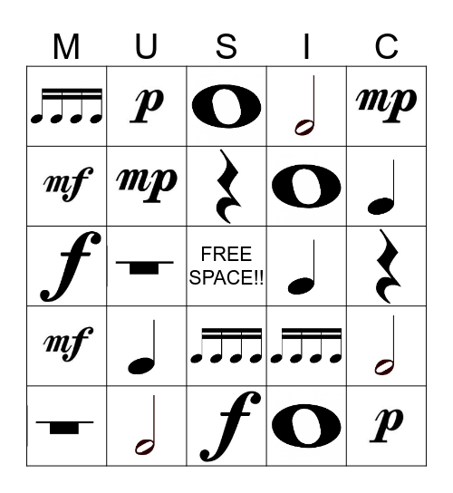 Rhythm Bingo Card