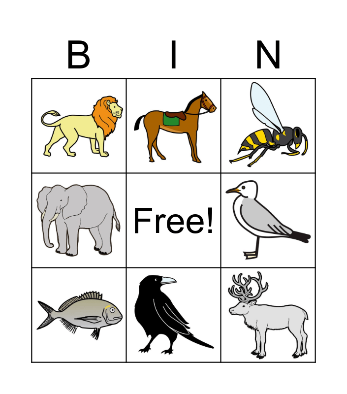 Eläinbingo Card
