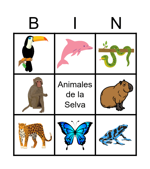 ANIMALES DE LA SELVA Bingo Card