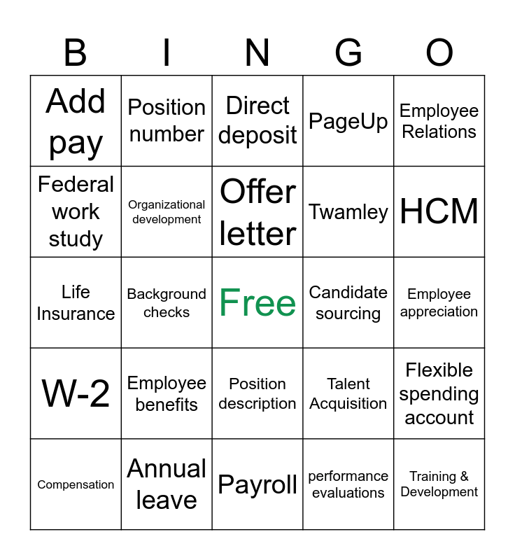 HR Bingo Card