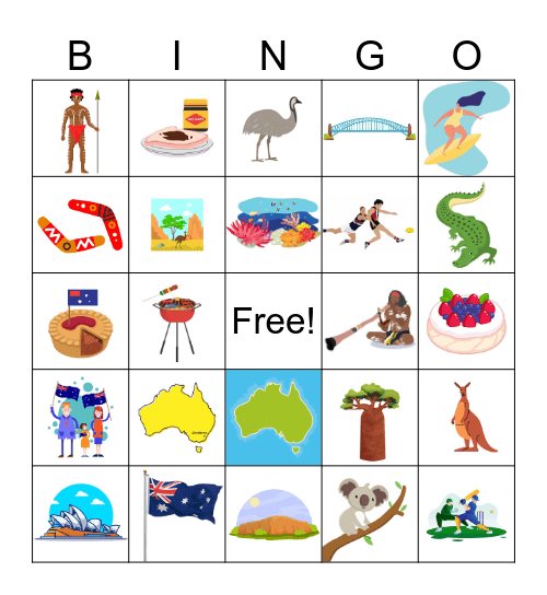 ALL ABOUT AUSTRALIA Bingo Card