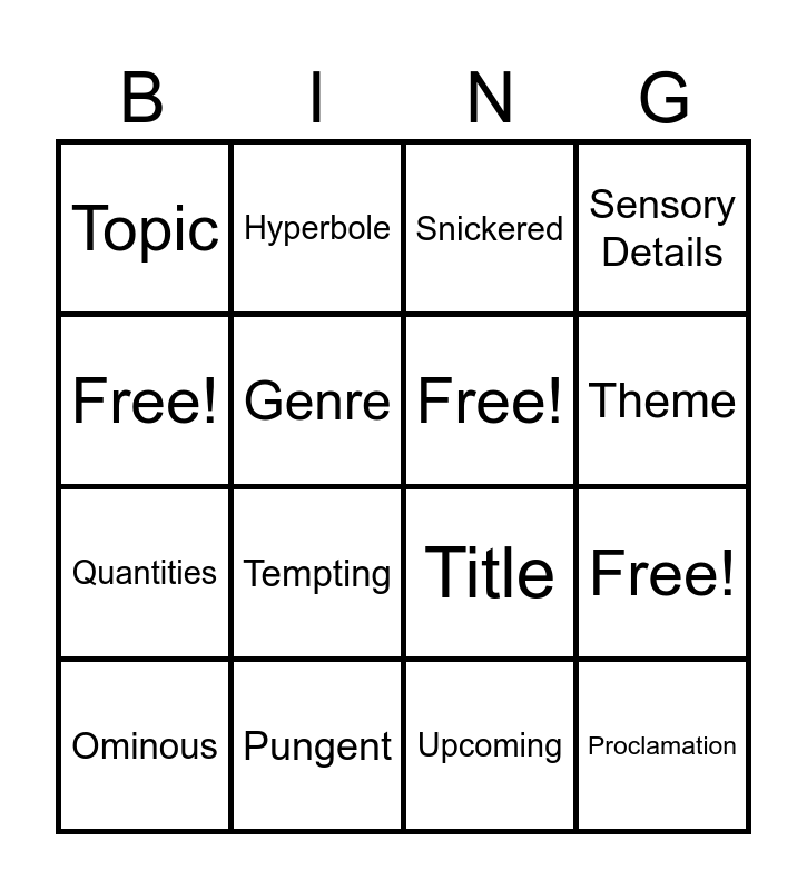 The Sky is Far Away and Cinder Al Bingo Card
