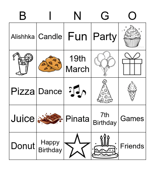 Alishhka Birthday BINGO Card