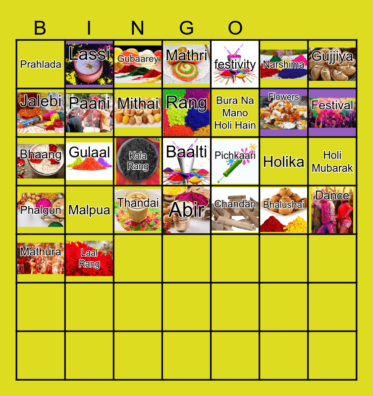 Rangeelo- Holi Bingo Card