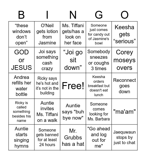 wORKING gIRL Bingo Card