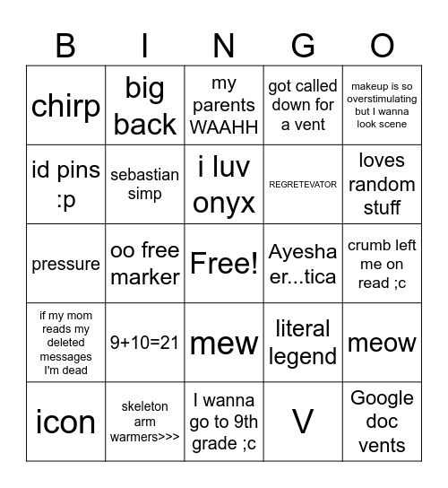 Random bingo Card