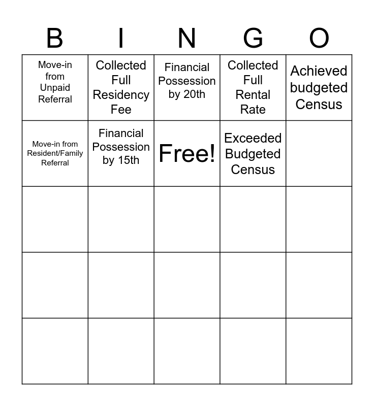 Golden Goals Bingo Card