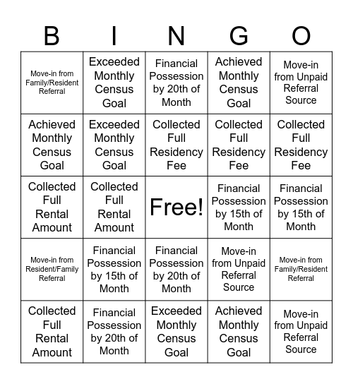 Golden Goals Bingo Card