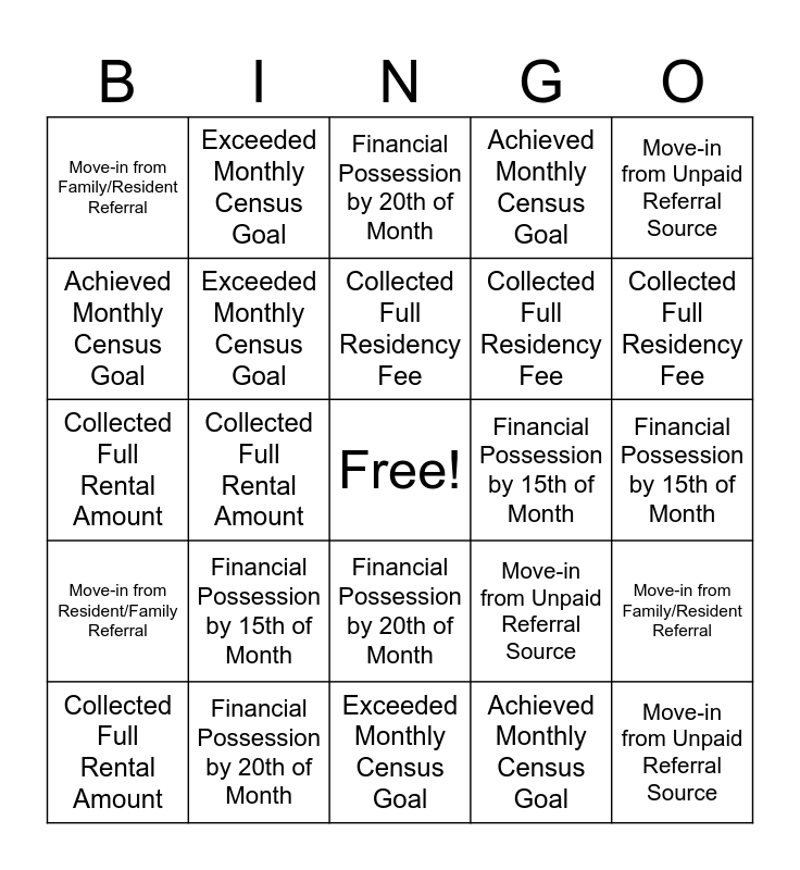 Golden Goals Bingo Card