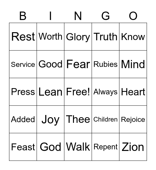 Scripture Bingo Card