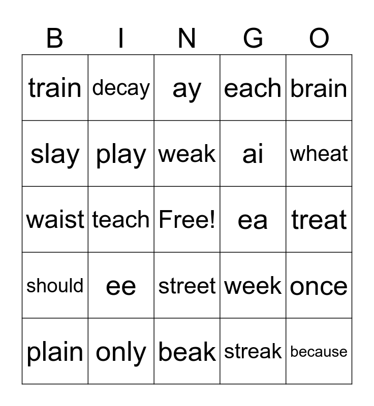 Intermediate OG Bingo Card