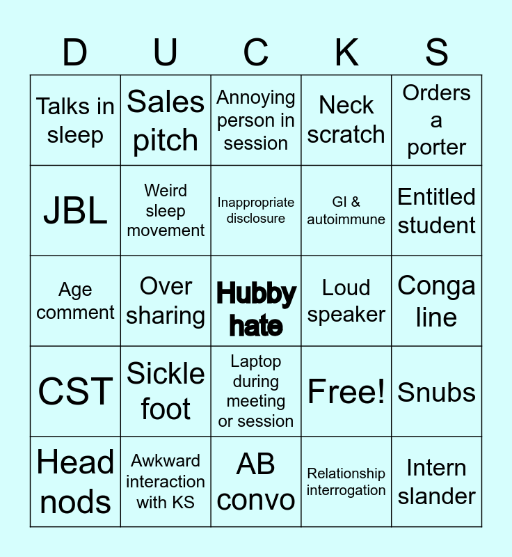 Duck Bingo Card