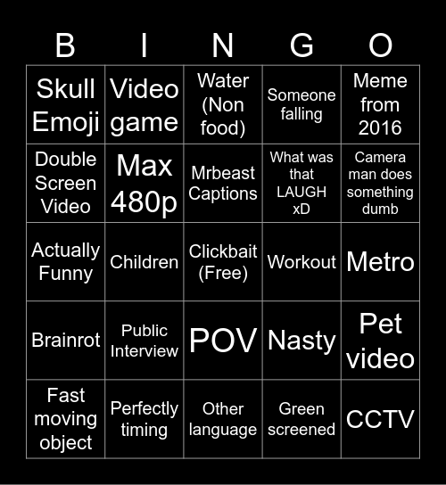 Funny Videos Bingo Card
