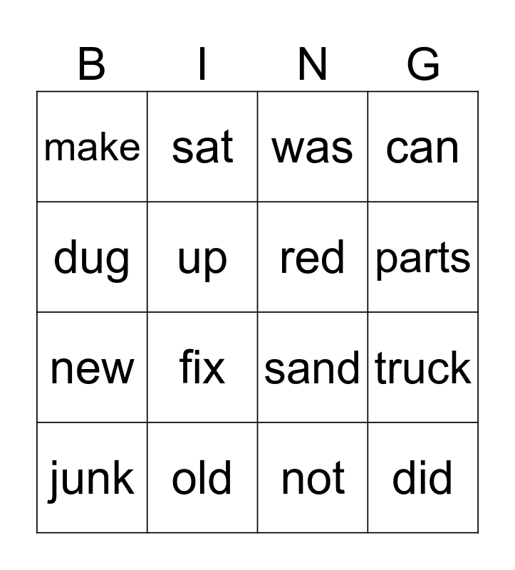The Old Truck Bingo Card