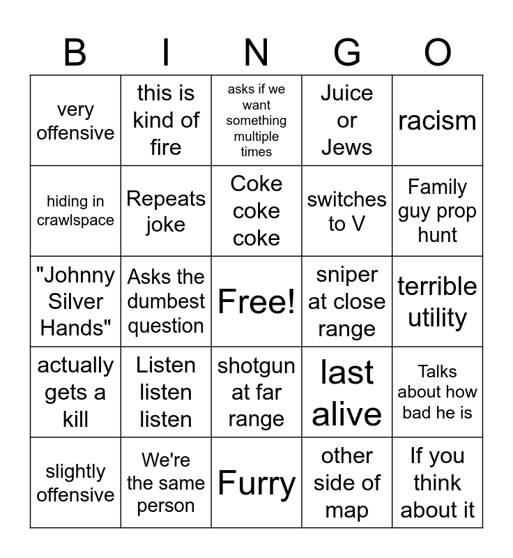 Legion bingo Card