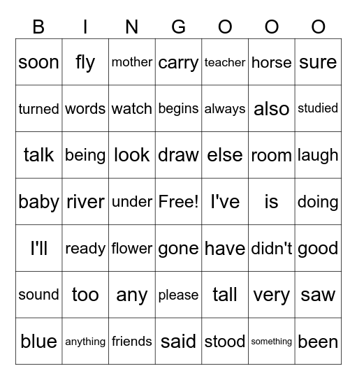 Unit 4 Bingo Card