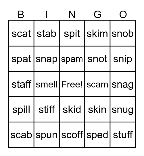 S Blends Bingo Card