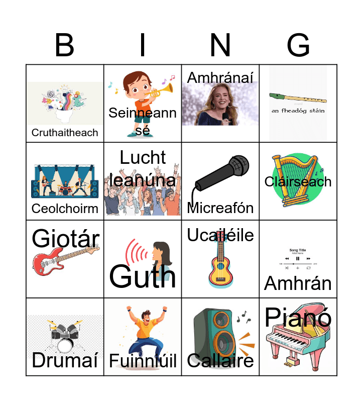 Ceol Bingo Card