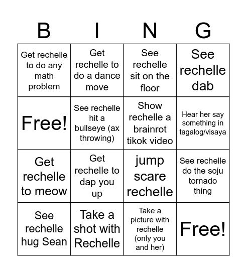Rechelle Bingo Card
