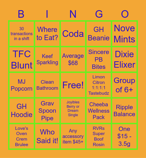 Spring Break BINGO Card