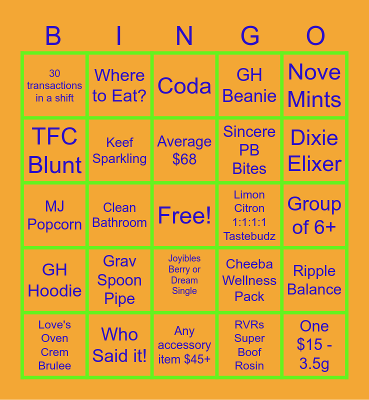 Spring Break BINGO Card