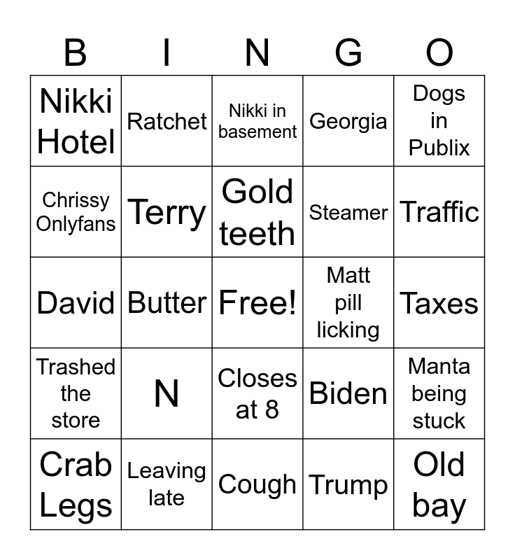 Gary Bingo Card