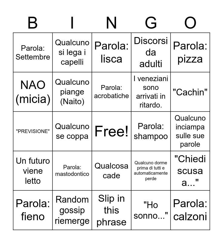 Secret bingo Card