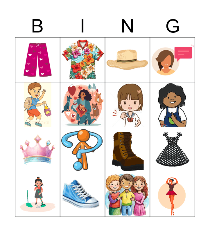 Bloom Junior Lesson 8 Bingo Card