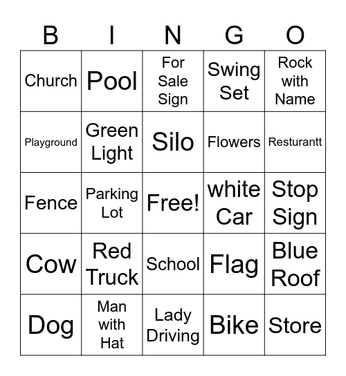 Car Bingo Card