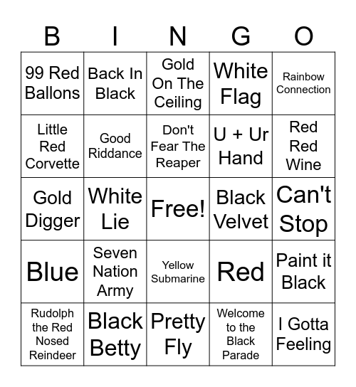 Colors Bingo Card