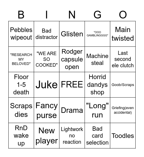 Dandys world public run Bingo Card