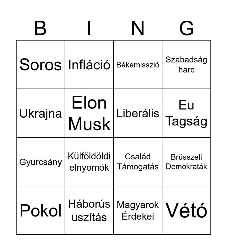 Órbán Bingo Card