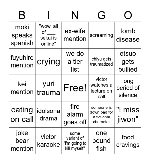 vc bingo Card