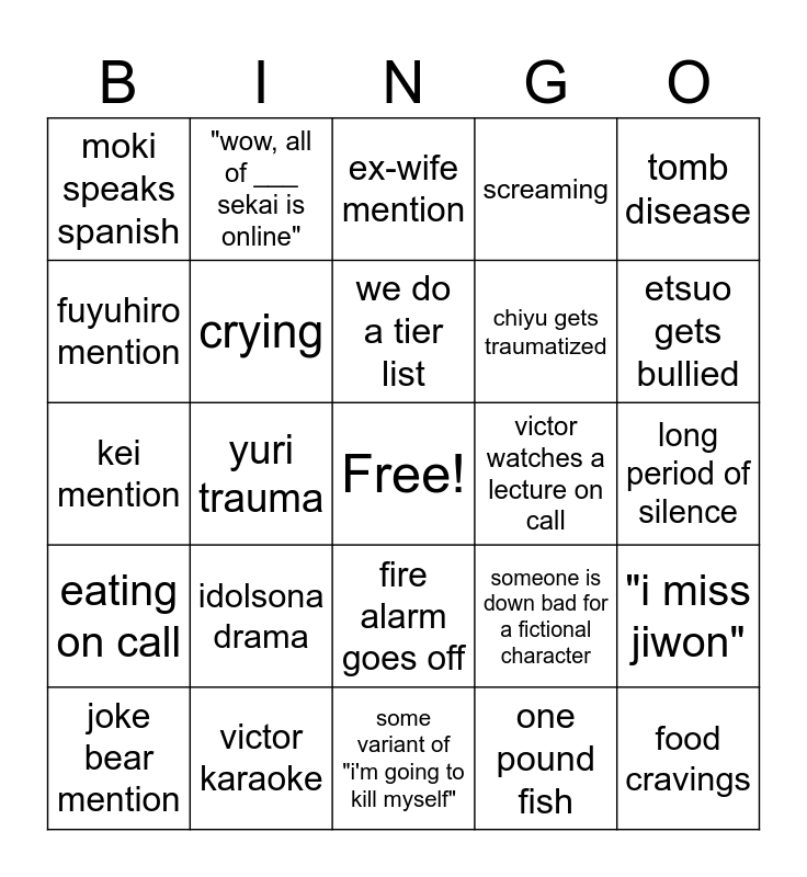 vc bingo Card