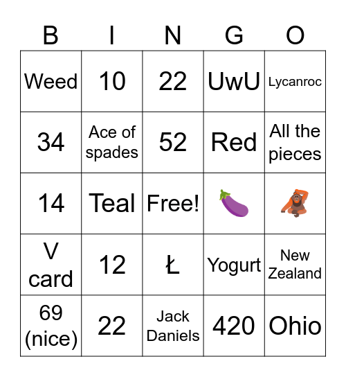 Haha totally real bingo Card