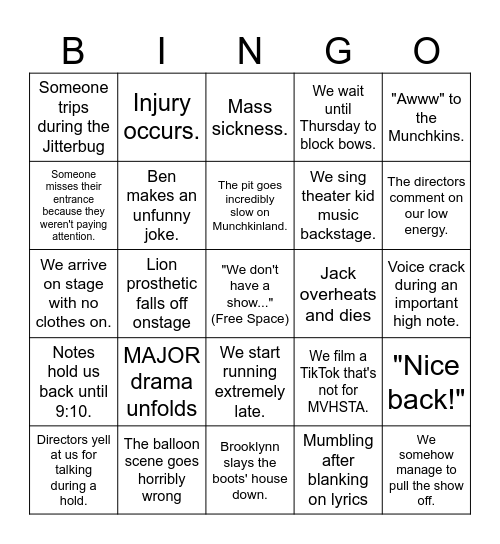 Tech Week BINGO Card