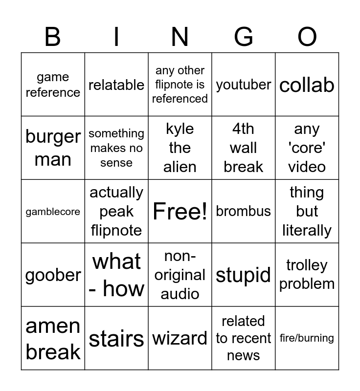 raxdflipnote bingo Card
