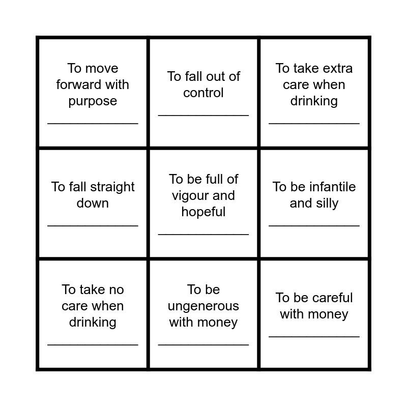 Word Choice Bingo Card