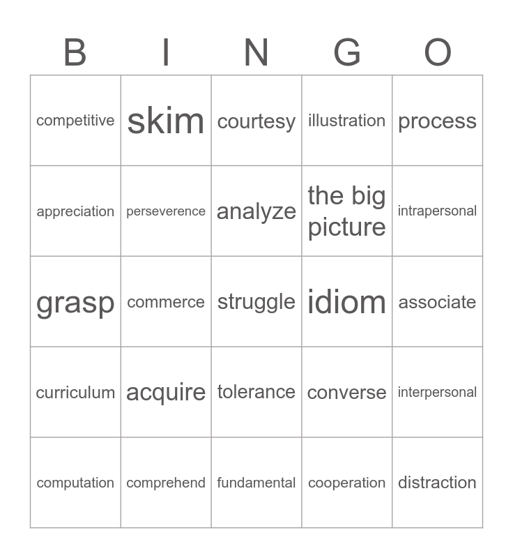 Interchange Unit 8 Bingo Card