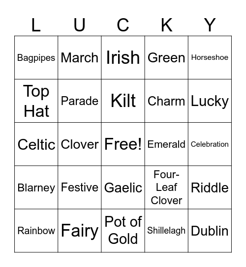 Lucky Bingo: St. Patrick’s Day Edition Bingo Card
