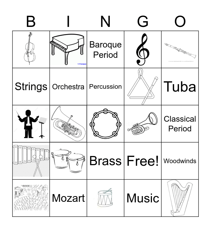 Orchestra Bingo Card
