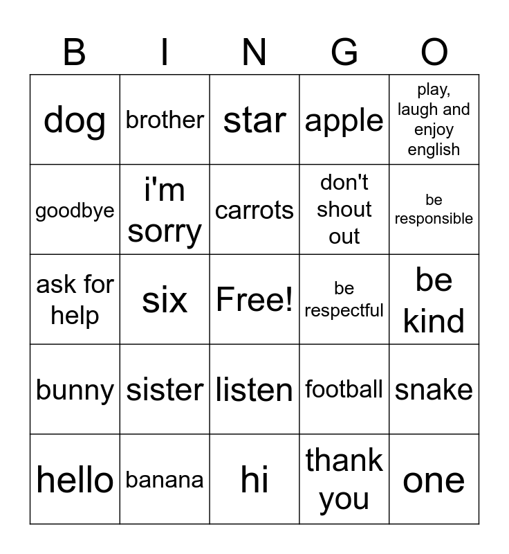 Magic words and classroom rules Bingo Card