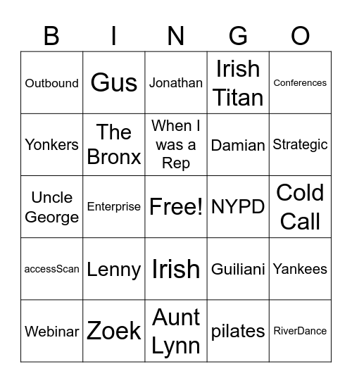 Casey Bingo Card