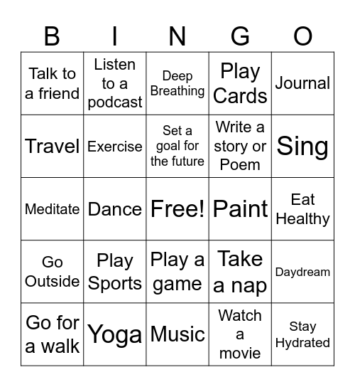 Coping Skills Bingo (DMC) Bingo Card