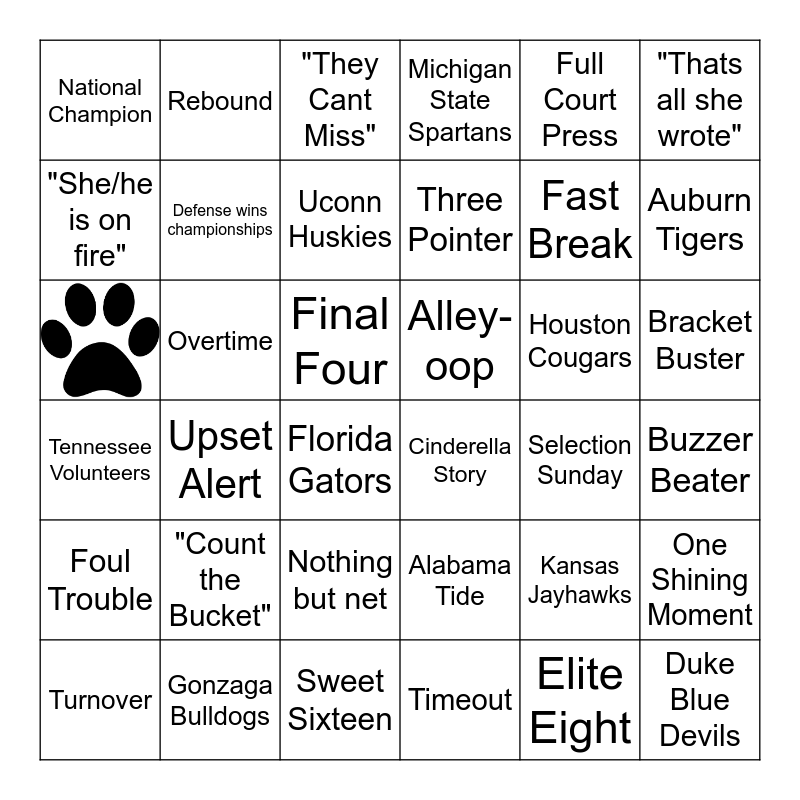 March Madness BINGO Card
