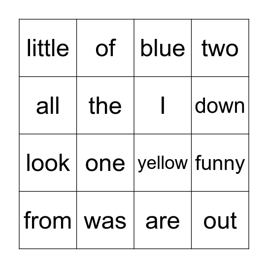Tricky Word Bingo Card