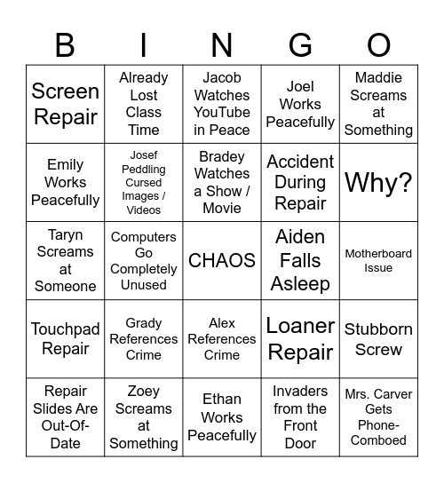 Help Desk 2024-2025 Bingo Card