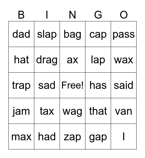 Lesson 35 Bingo Card