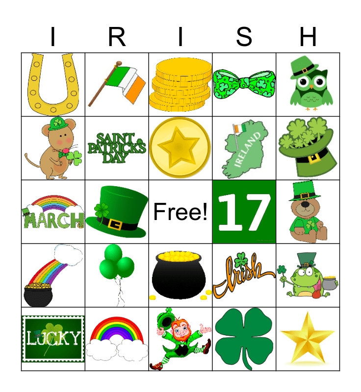 St. Patricks Day Bingo Card